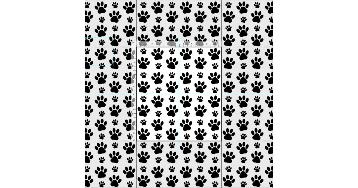 Paw Pattern, Dog Paws, Paw Prints, Black and White Fabric | Zazzle