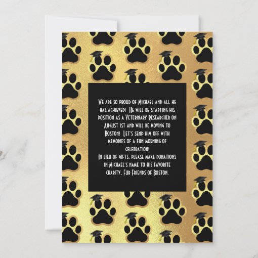 Paw Pet Veterinarian Graduation Party Invitation | Zazzle
