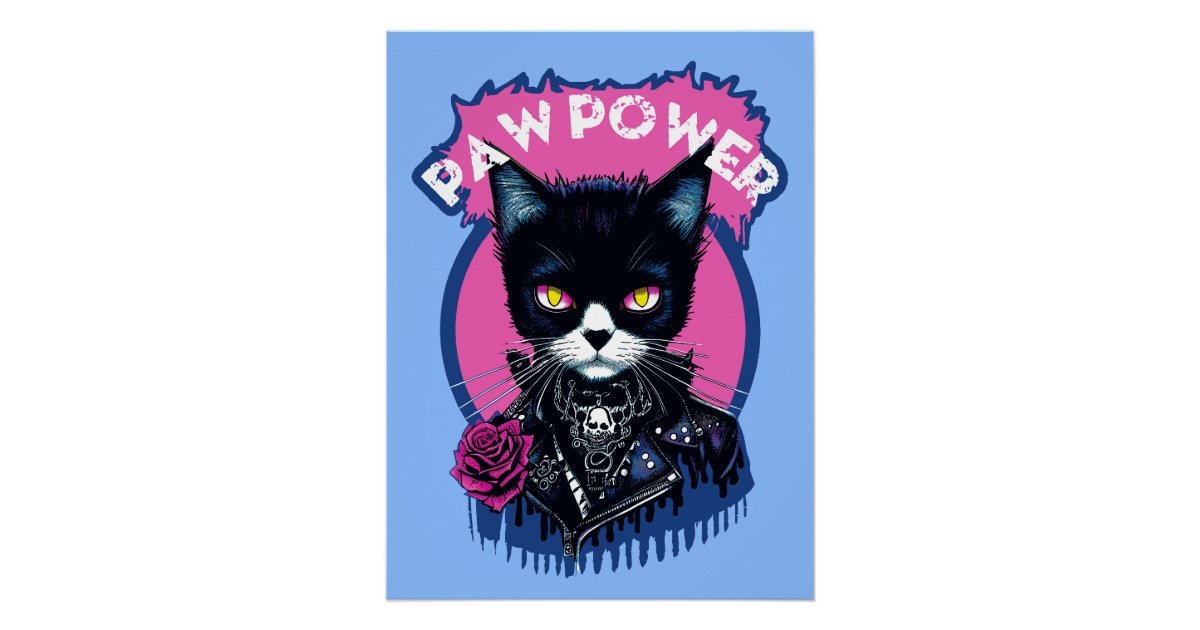 Paw Power Punk Cat Poster | Zazzle