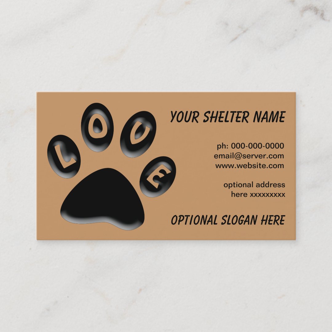 Paw Print business card, for shelters, rescue, vet Business Card | Zazzle