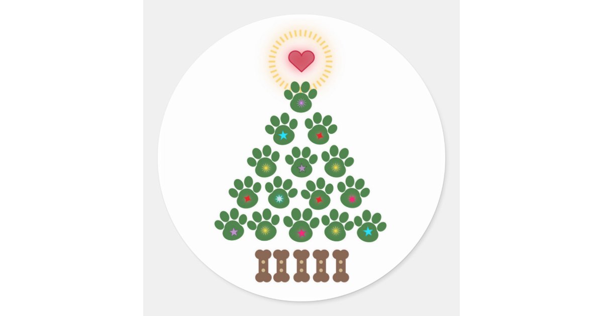 Paw Print Christmas Tree Stickers | Zazzle