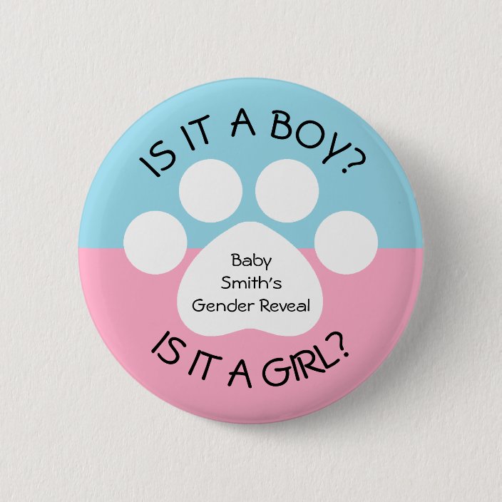 Paw Print Gender Reveal Button | Zazzle.com