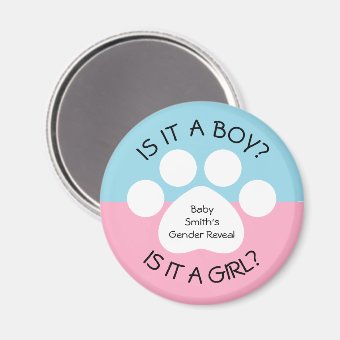 Paw Print Gender Reveal Magnet | Zazzle