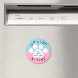 Paw Print Gender Reveal Magnet | Zazzle