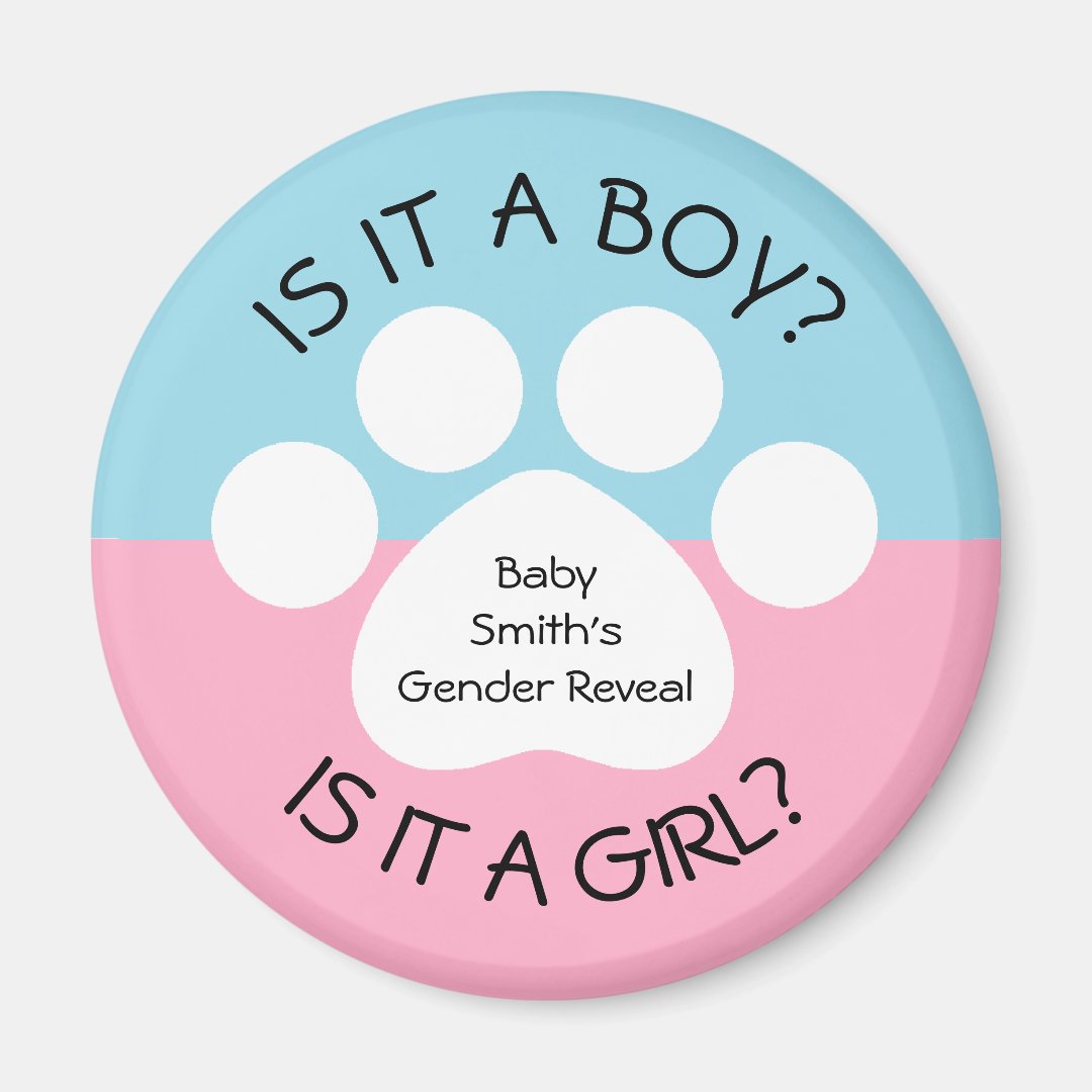 Paw Print Gender Reveal Magnet | Zazzle