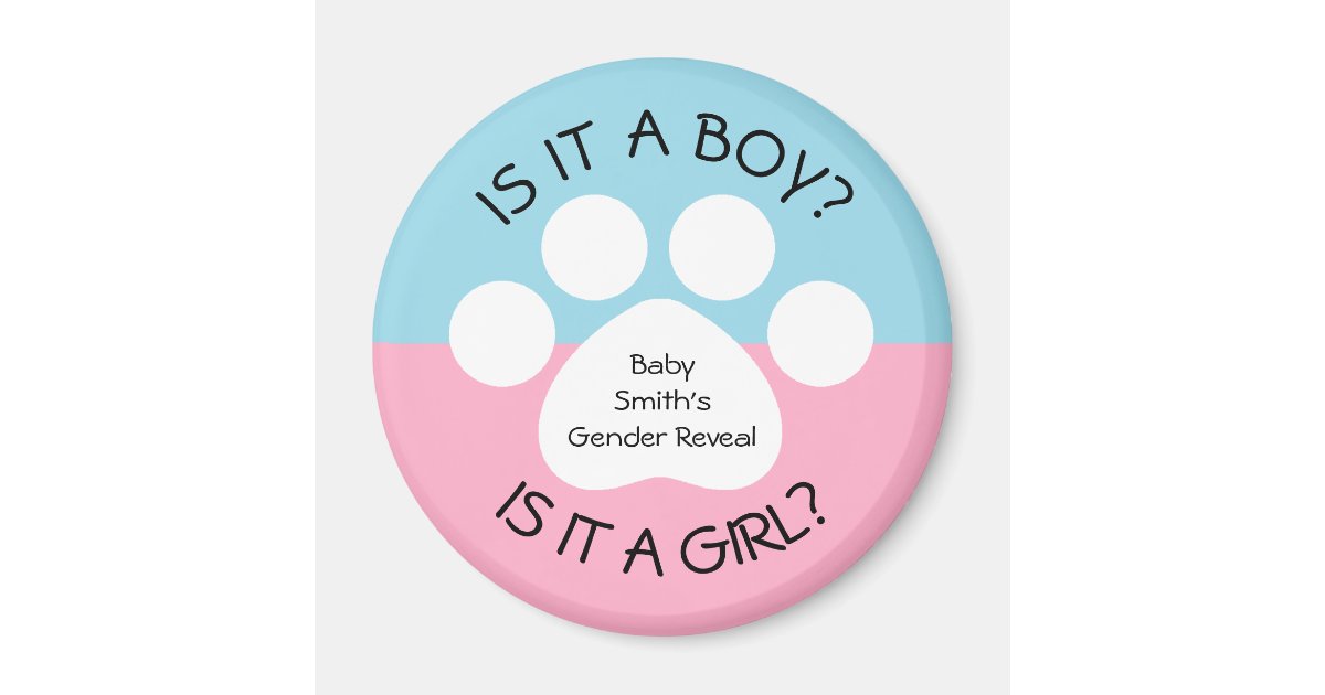 Paw Print Gender Reveal Magnet | Zazzle