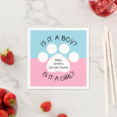 Paw Print Gender Reveal Napkins | Zazzle