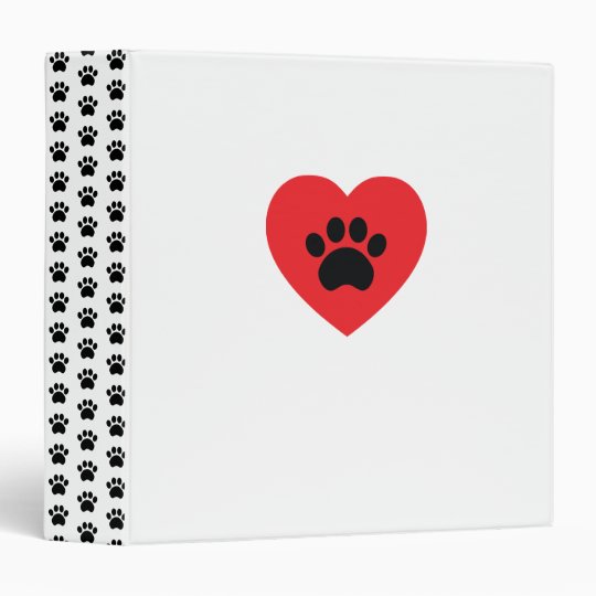 Paw Print Heart 3 Ring Binder | Zazzle.com
