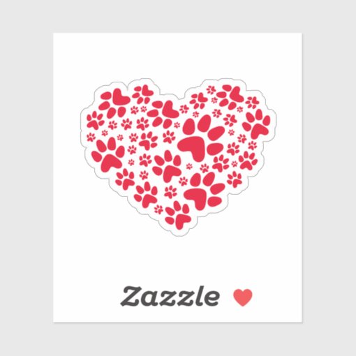 Paw print heart sticker | Zazzle