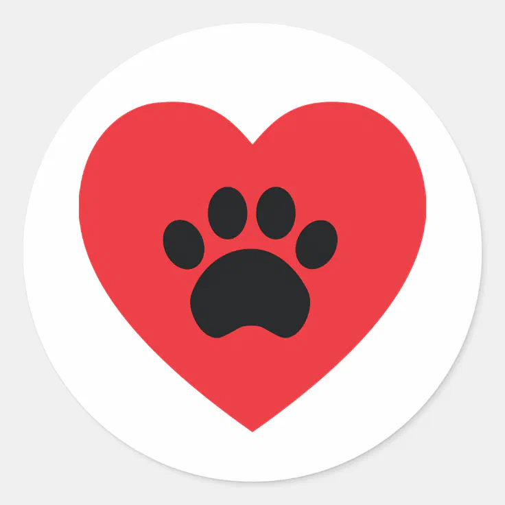 Paw Print Heart Sticker | Zazzle