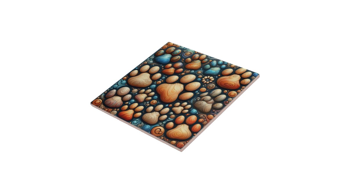 Paw print intriguing different colored canine dog ceramic tile | Zazzle