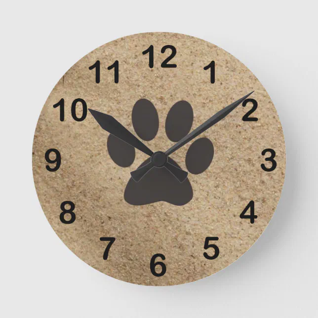 Paw Print on Sand Art Clock | Zazzle