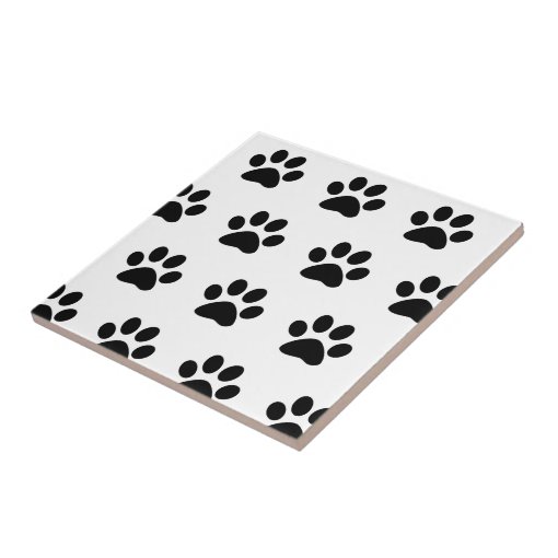 Paw Print Patterns Black White Cute Stylish 2023 Ceramic Tile | Zazzle
