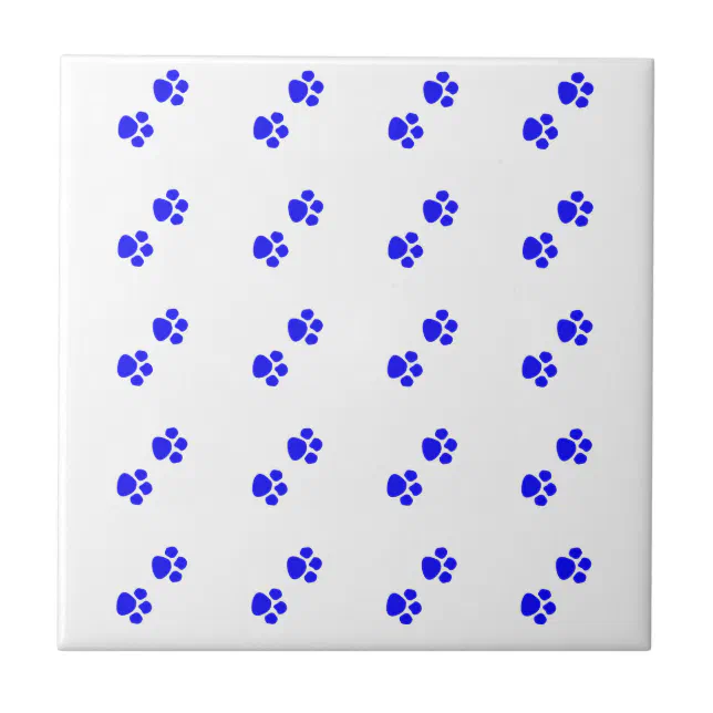 Paw Print Patterns Blue White Cute Stylish Gift Ceramic Tile | Zazzle