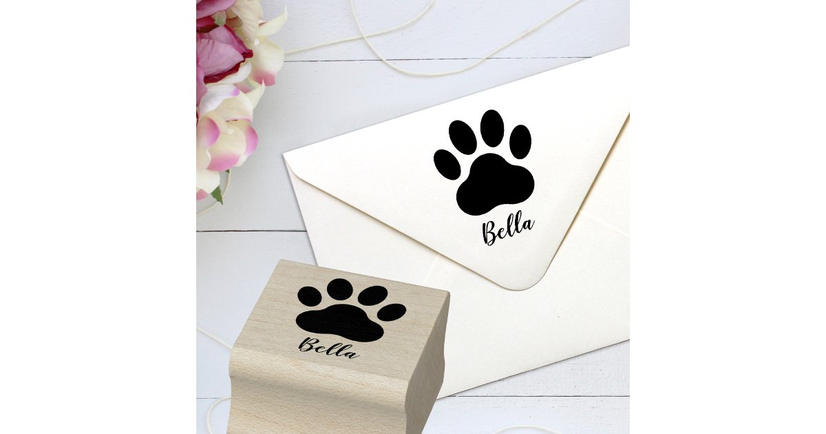Paw Print Signature Customizable Rubber Stamp | Zazzle