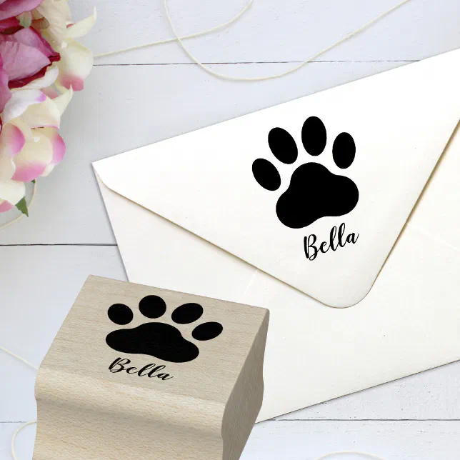 Paw Print Signature Customizable Rubber Stamp | Zazzle