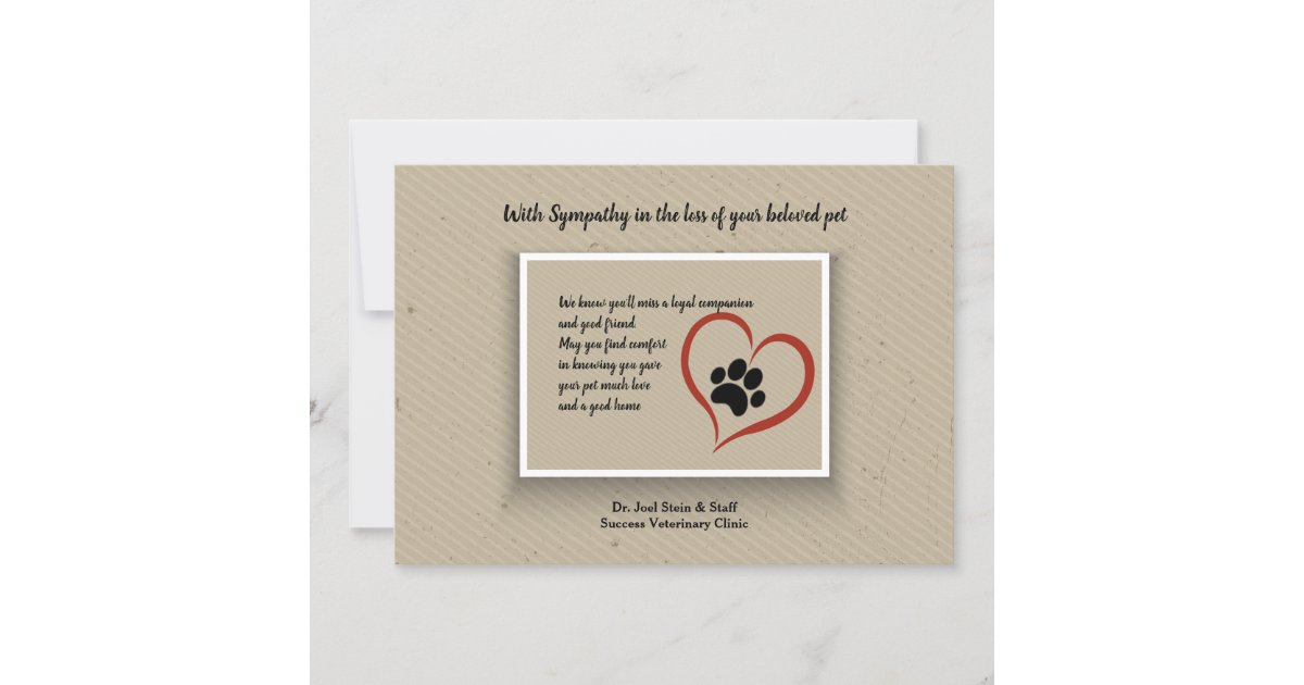 Paw Print Sympathy Card | Zazzle