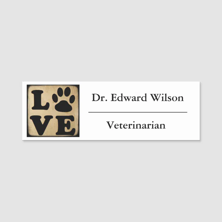 Paw Print Veterinarian Name Tag | Zazzle