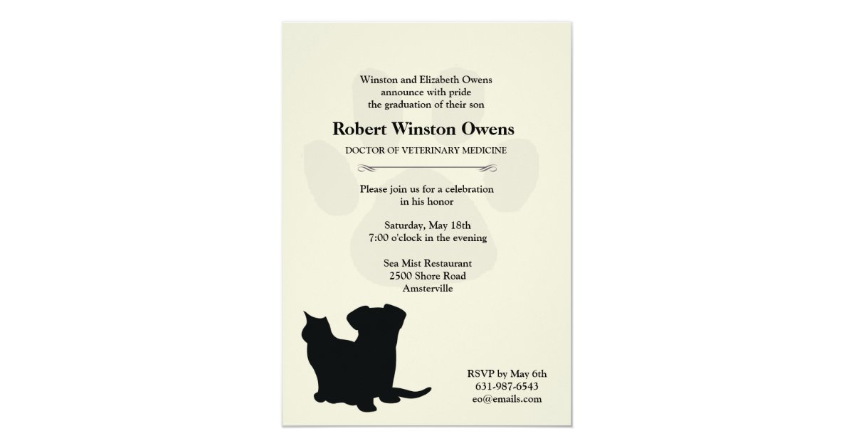 Paw Print Veterinary Graduation Invitation | Zazzle.com