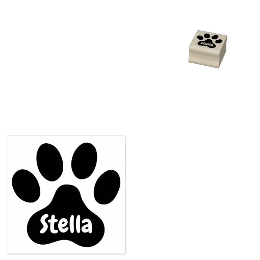 Paw print with personalized name signature rubber stamp | Zazzle