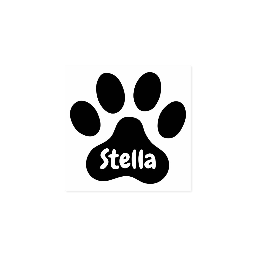 Paw print with personalized name signature rubber stamp | Zazzle