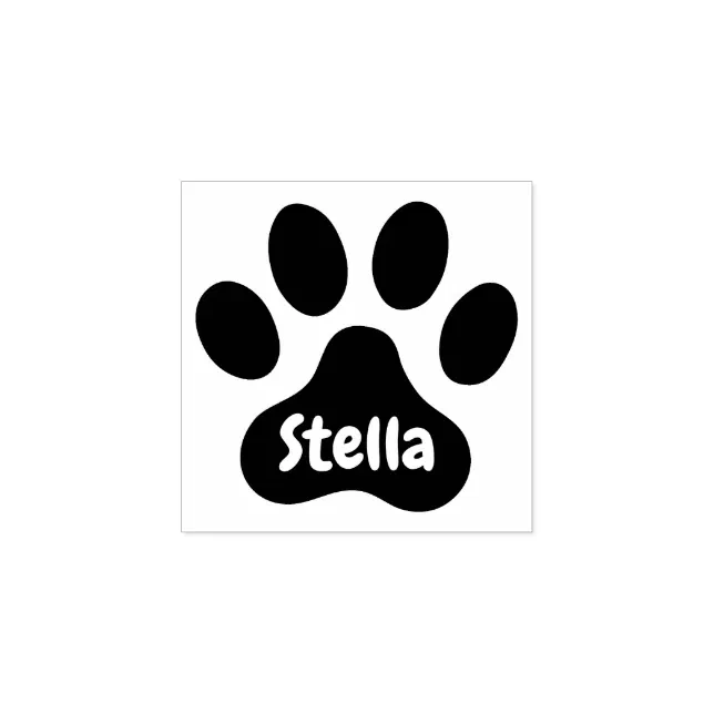 Paw print with personalized name signature rubber stamp | Zazzle