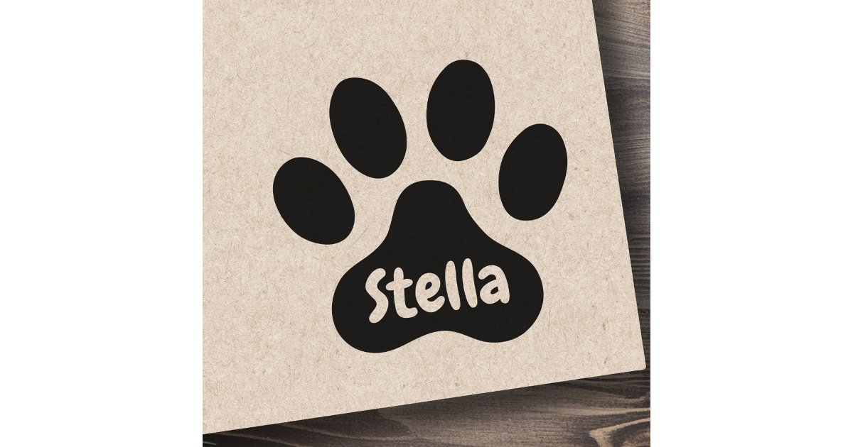 Paw print with personalized name signature rubber stamp | Zazzle