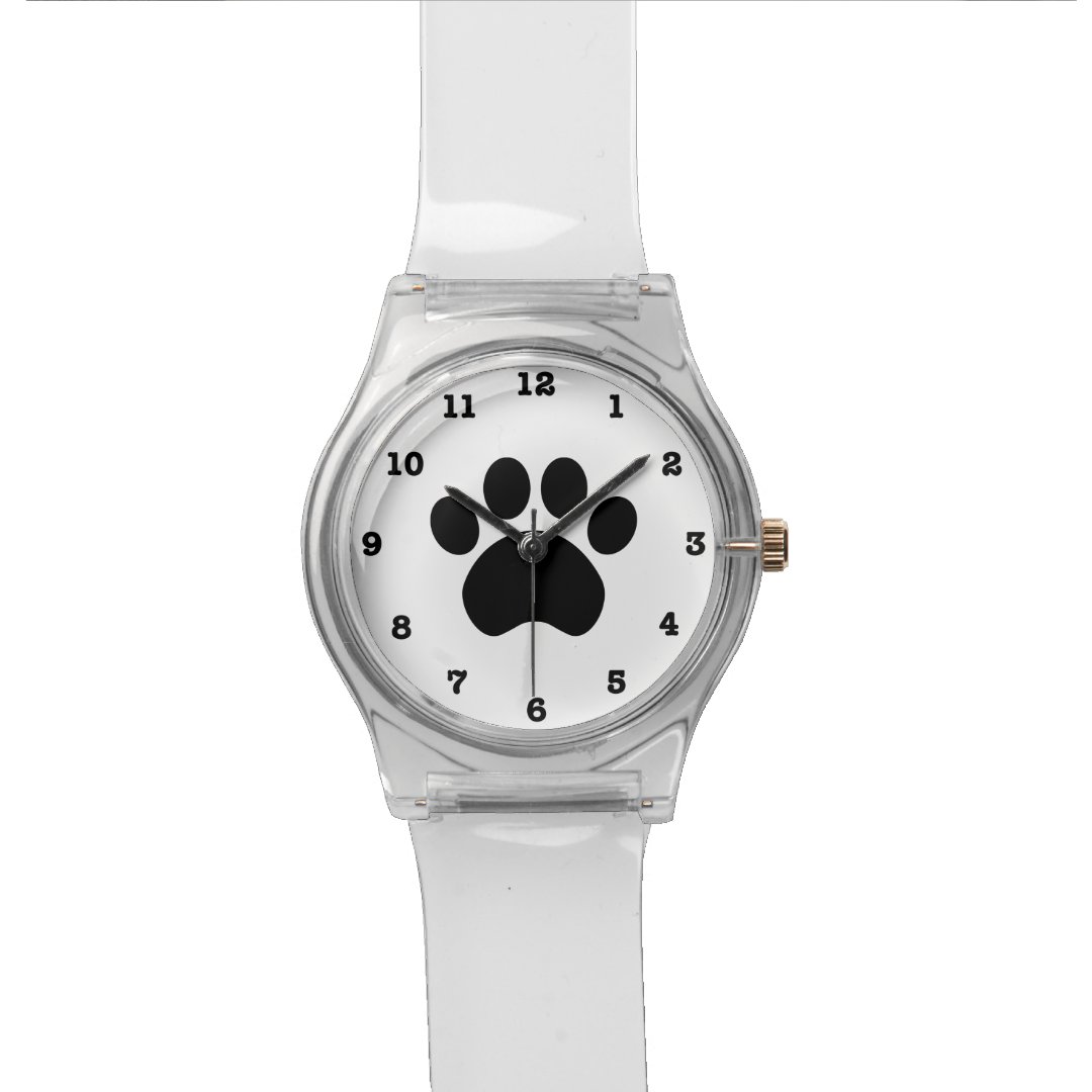 Paw Print Wrist Watch with Numbers | Zazzle