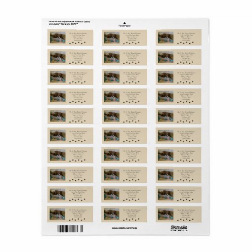 Paw Prints Add Photo Tan Return Address Labels | Zazzle