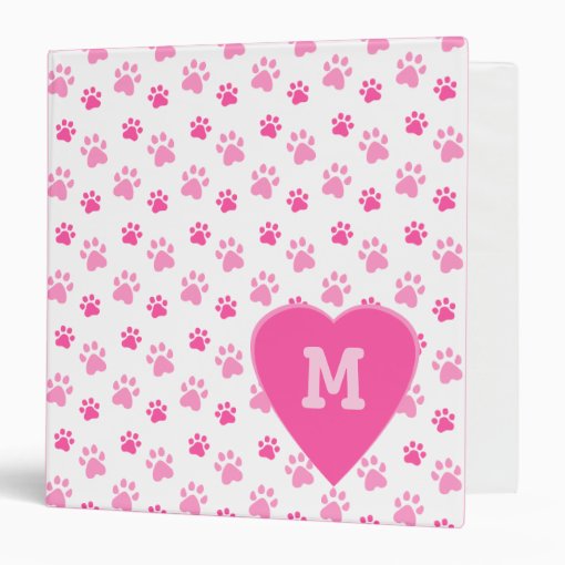 Paw Prints and Monogram binder | Zazzle