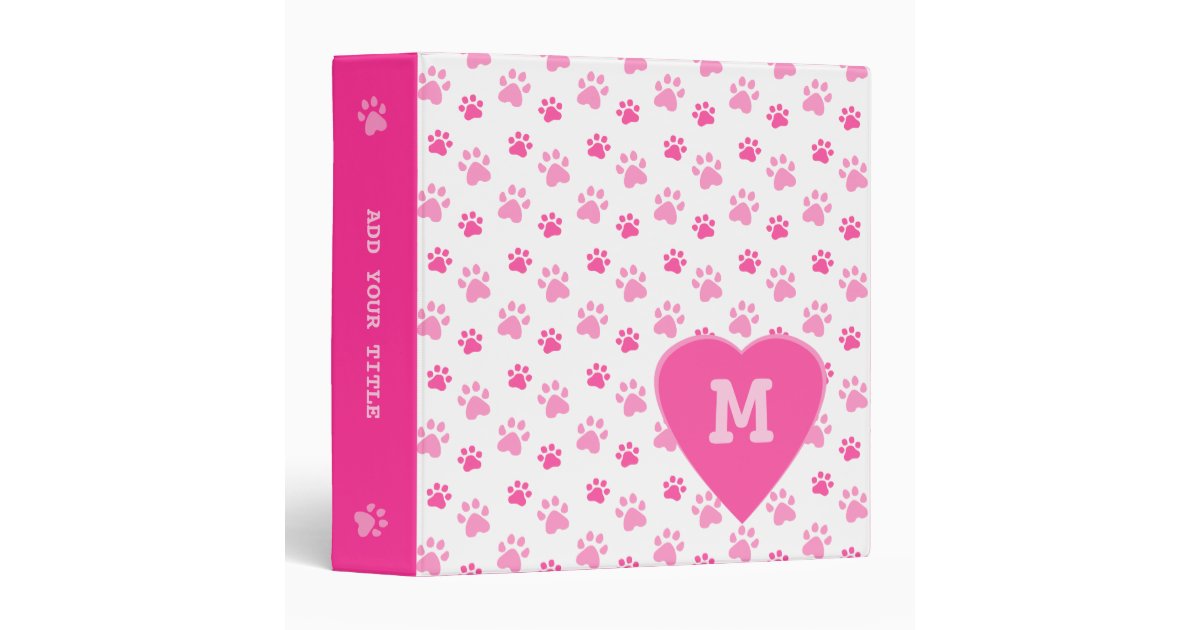Paw Prints and Monogram binder | Zazzle