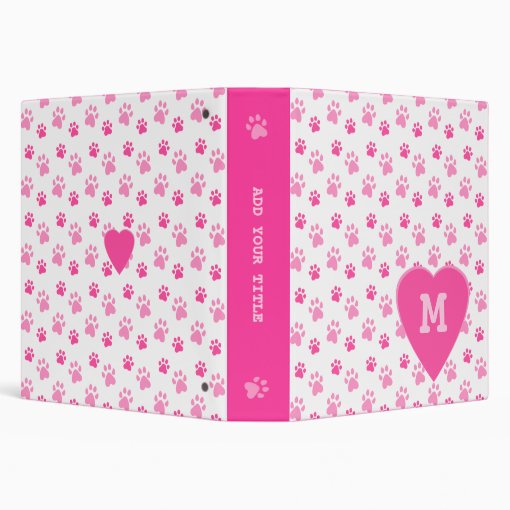 Paw Prints and Monogram binder | Zazzle
