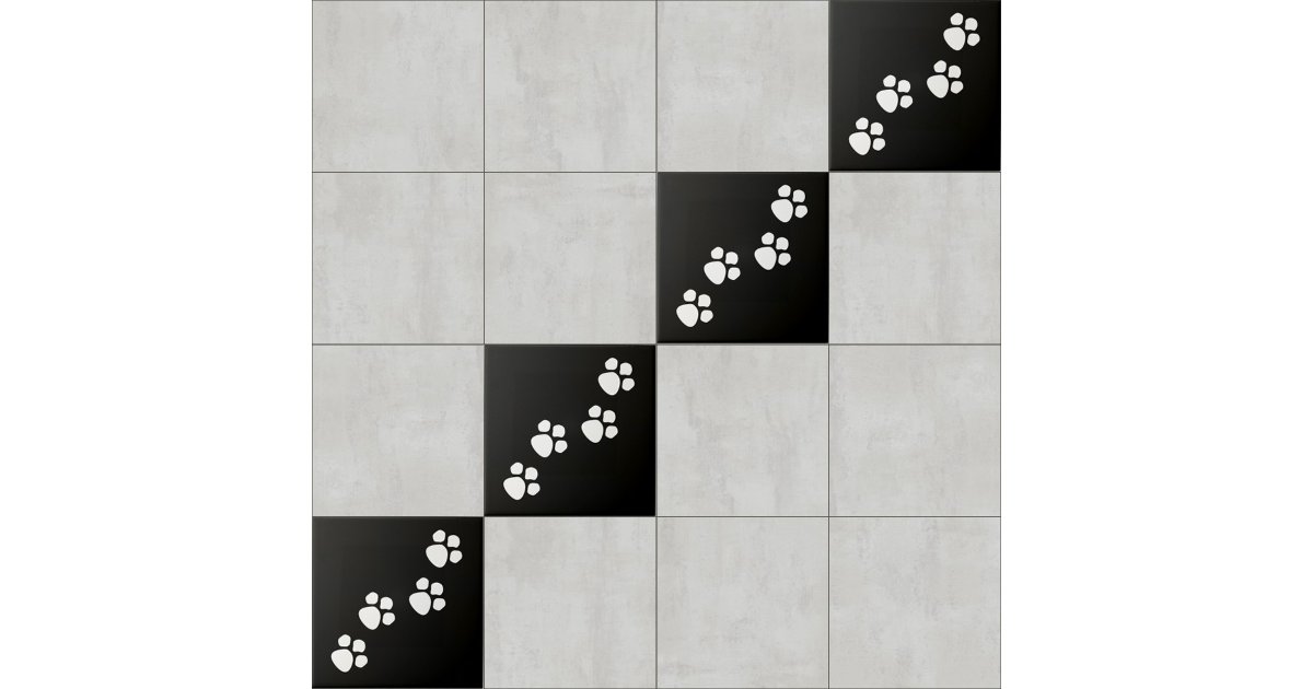 Paw Prints Black White Ceramic Tile | Zazzle