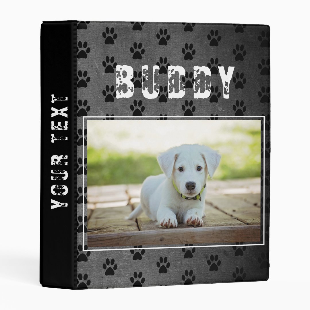 Paw Prints Chalkboard Pet Dog Photo Album Mini Binder | Zazzle