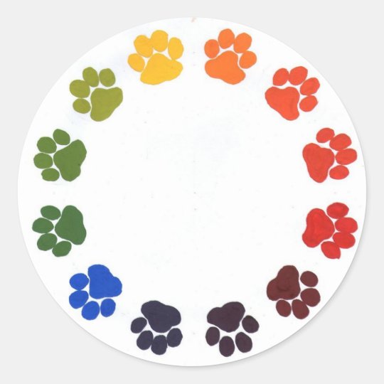 Paw Prints Circle Classic Round Sticker | Zazzle.com