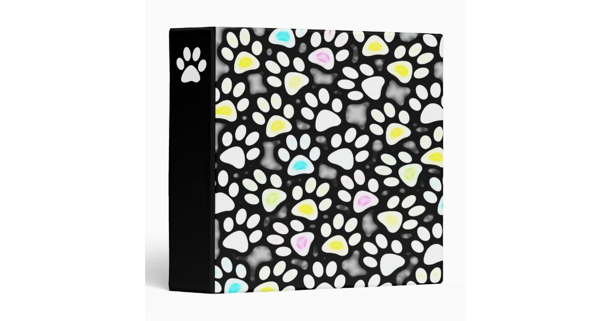 Paw Prints Collage 3 Ring Binder | Zazzle
