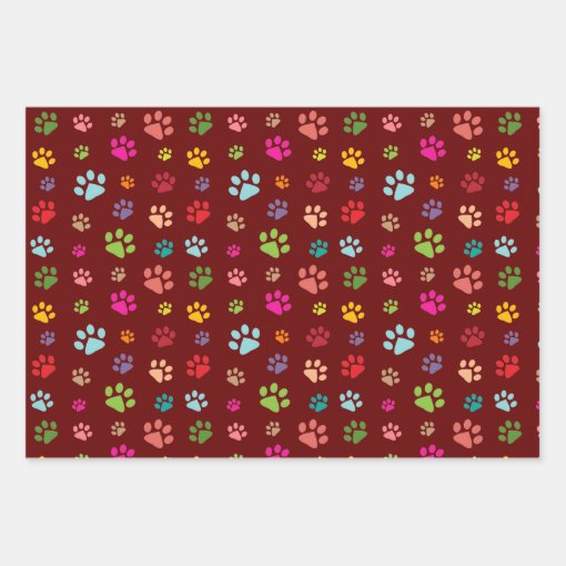 Paw Prints Design Wrapping Paper Sets | Zazzle