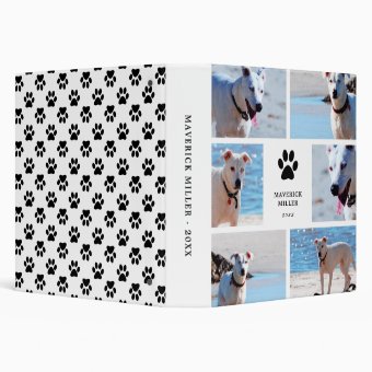 Paw Prints - Dog Photo Collage 3 Ring Binder | Zazzle