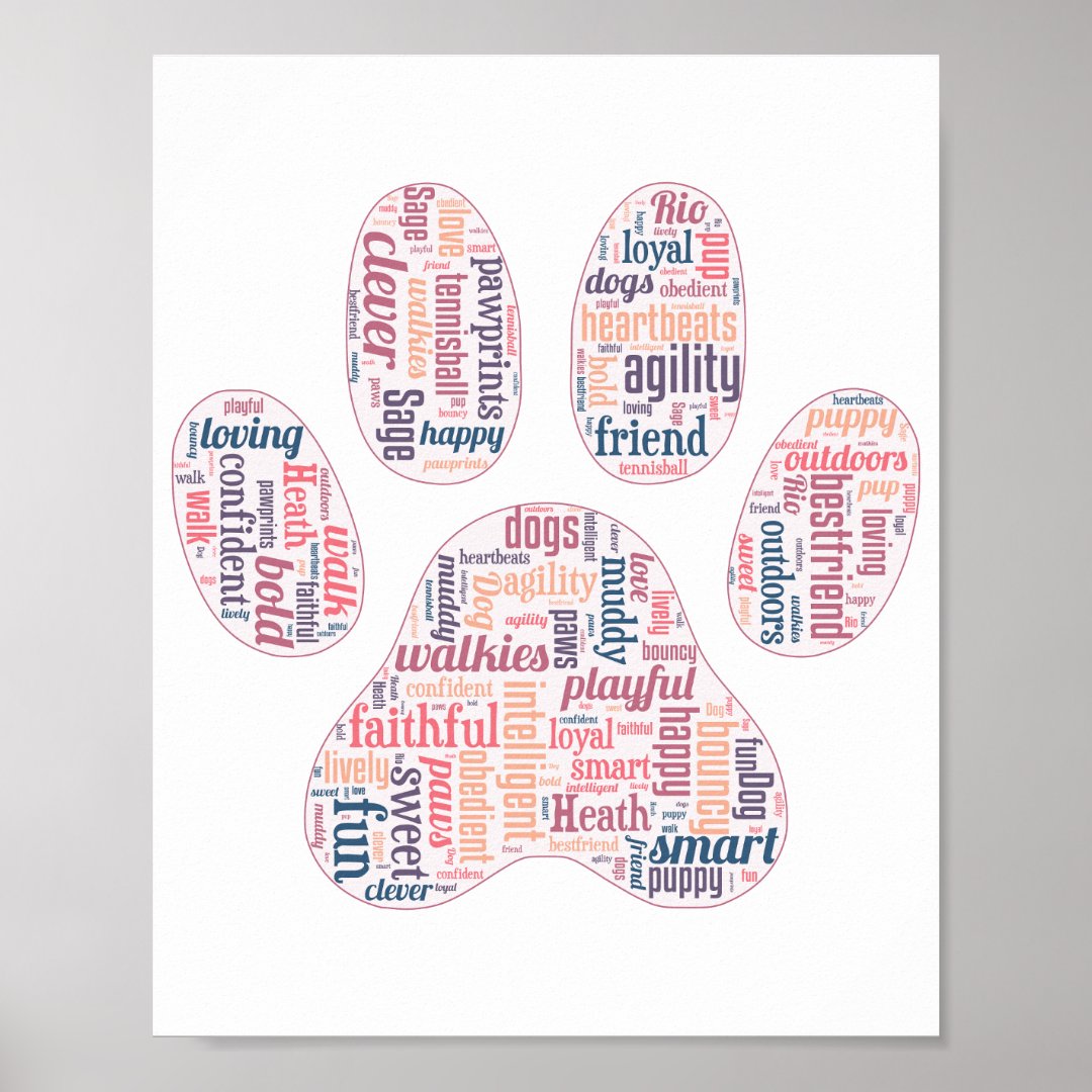 paw prints dog wordcloud | Zazzle