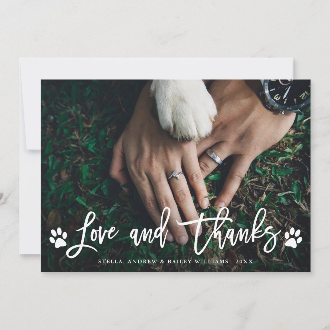 Paw Prints Love & Thanks | Thank You Photo Card | Zazzle