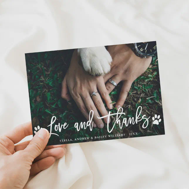 Paw Prints Love & Thanks | Thank You Photo Card | Zazzle