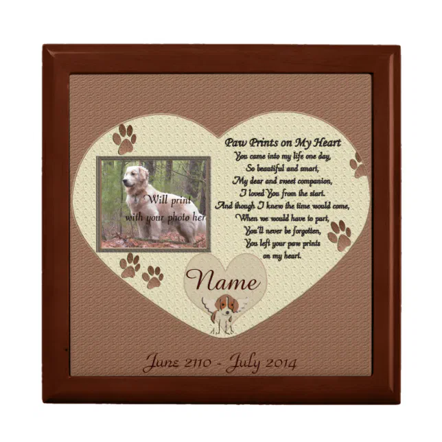 Paw Prints on My Heart - Dog Memorial Gift Box | Zazzle