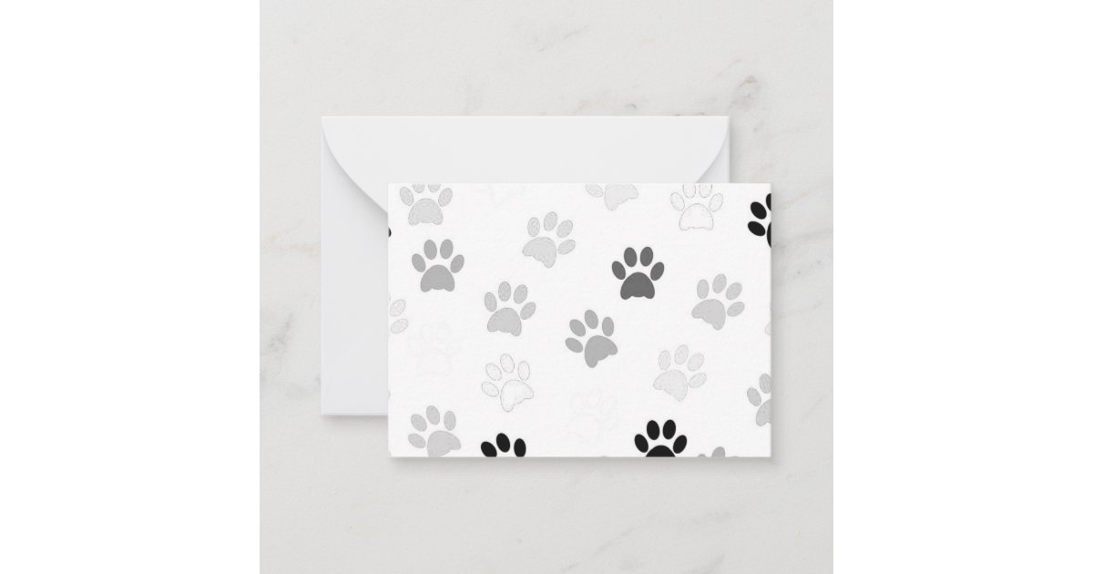 Paw Prints Pattern Note Card | Zazzle