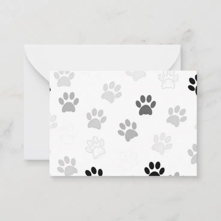 Paw Prints Pattern Note Card | Zazzle