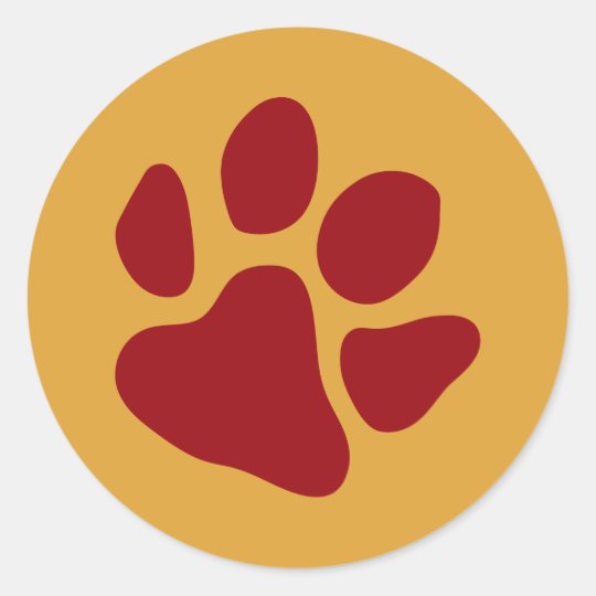 Paw Prints Red Classic Round Sticker | Zazzle.com