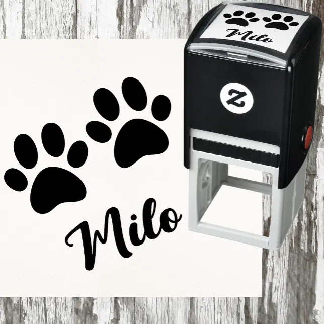 Paw Prints with Custom Name Self-inking Stamp | Zazzle