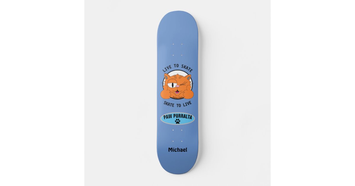 Paw Purralta Cartoon Cat Senor Gato Skateboard | Zazzle