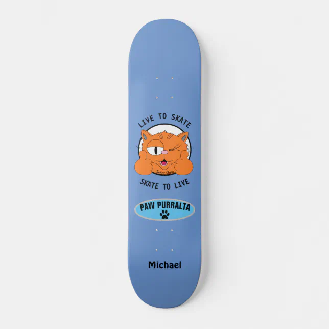 Paw Purralta Cartoon Cat Senor Gato Skateboard | Zazzle