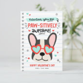 Paw-some Dog Pun Kids Classroom Valentines Card | Zazzle