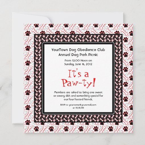 Paw-ty Dog Birthday Party or Doggie Get Together Invitation | Zazzle